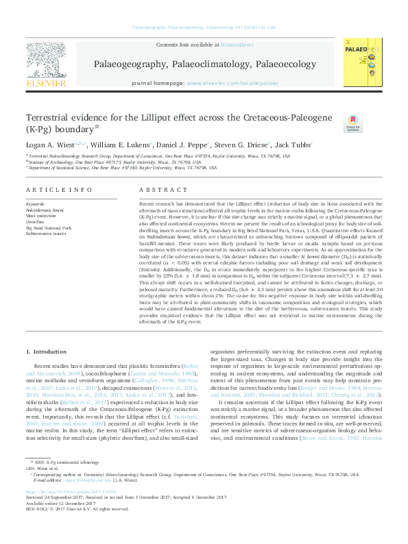 (PDF) Terrestrial evidence for the Lilliput effect across the ...