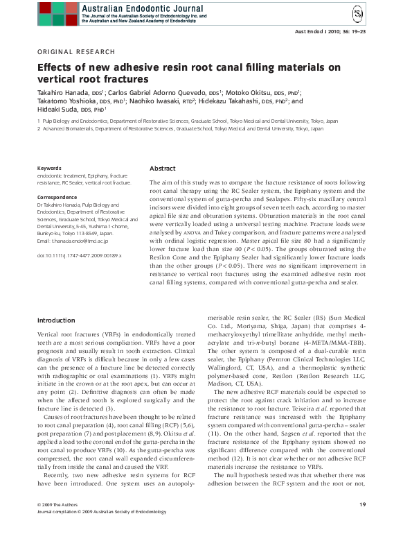 (PDF) Effects of new adhesive resin root canal filling materials on ...