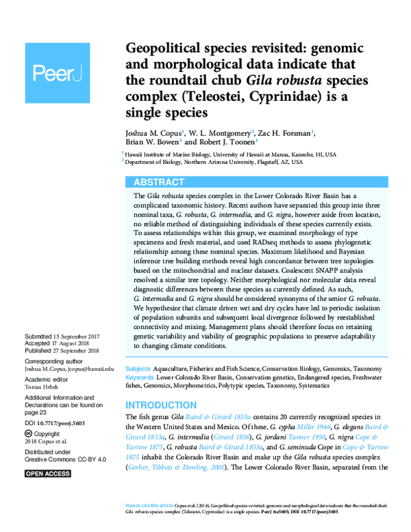 (PDF) Geopolitical species revisited: genomic and morphological data ...