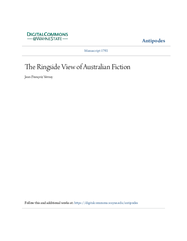 (PDF) The Ringside View of Australian Fiction