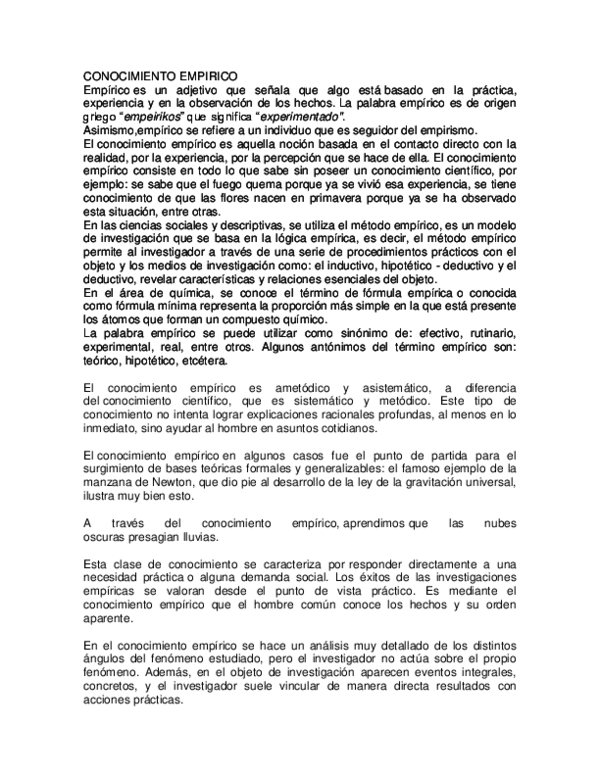 (DOC) CONOCIMIENTO EMPIRICO