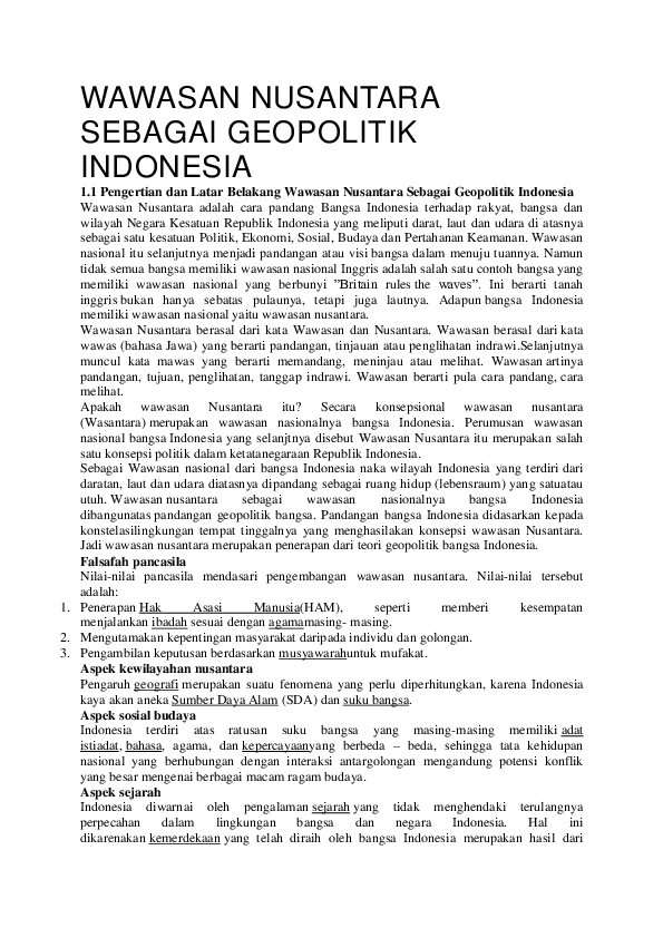 (DOC) WAWASAN NUSANTARA SEBAGAI GEOPOLITIK INDONESIA