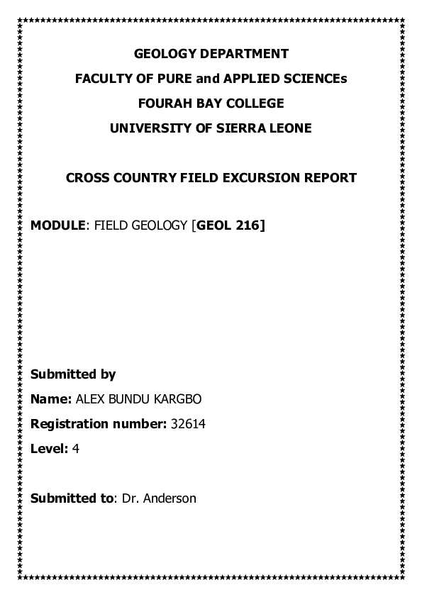 (PDF) FIELD GEOLOGY of Sierra Leone (exerusion report 2018).pdf