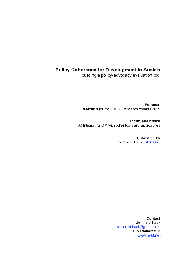 (PDF) Policy Coherence for Development in Austria