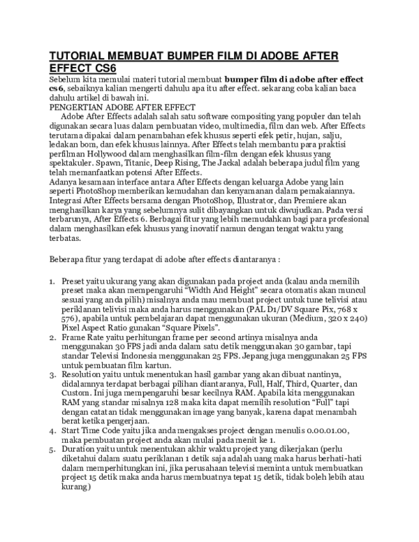 (DOC) TUTORIAL MEMBUAT BUMPER FILM DI ADOBE AFTER EFFECT CS6