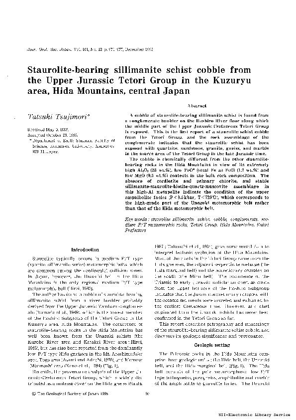 (PDF) Staurolite-bearing sillimanite schist cobble from the Upper ...