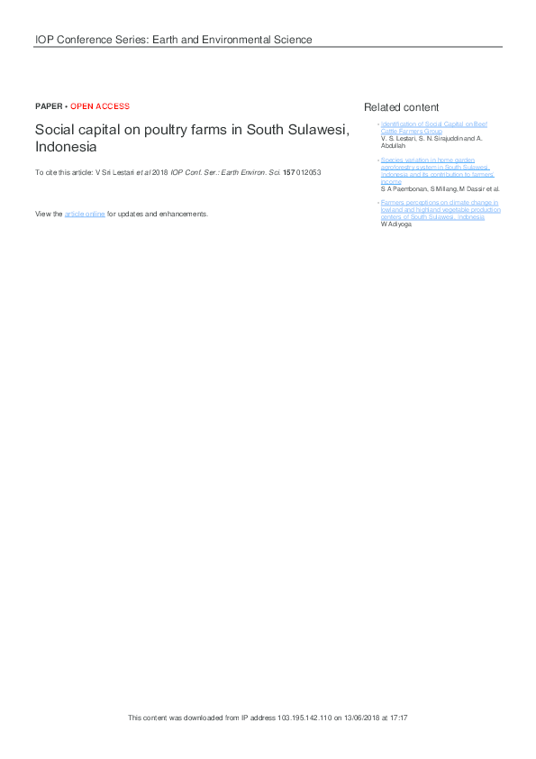 IOP Conference Series: Earth and Environmental Science