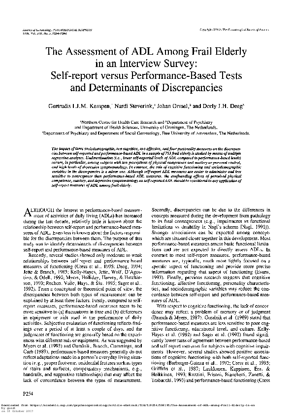 (PDF) The Assessment of ADL Among Frail Elderly in an Interview Survey ...