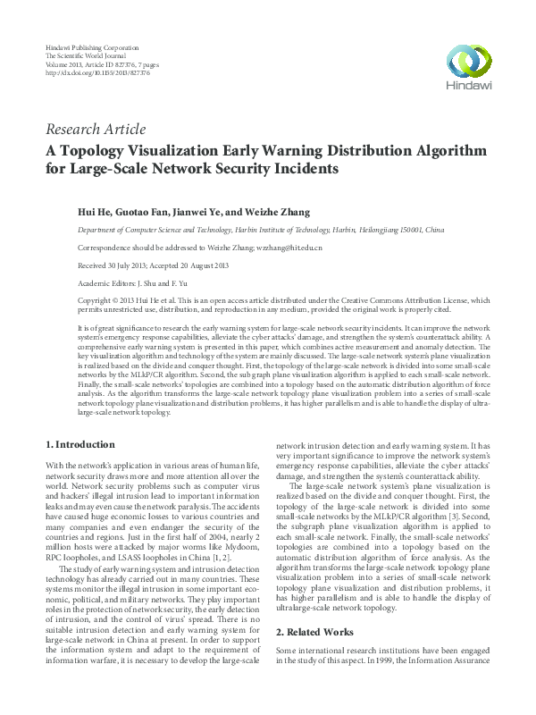 Pdf A Topology Visualization Early Warning Distribution Algorithm For Large Scale Network