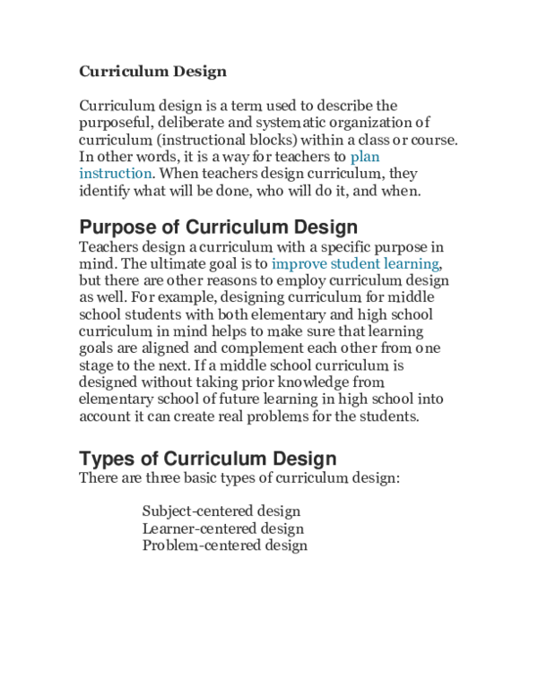 (DOC) Curriculum Design