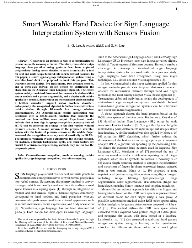 (PDF) Hand Device for Sign Language