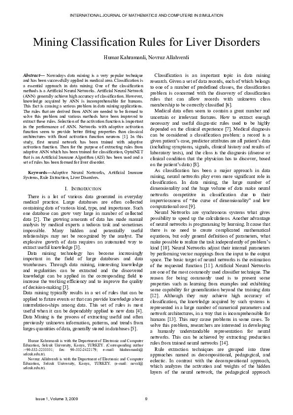 (PDF) Mining Classification Rules for Liver Disorders