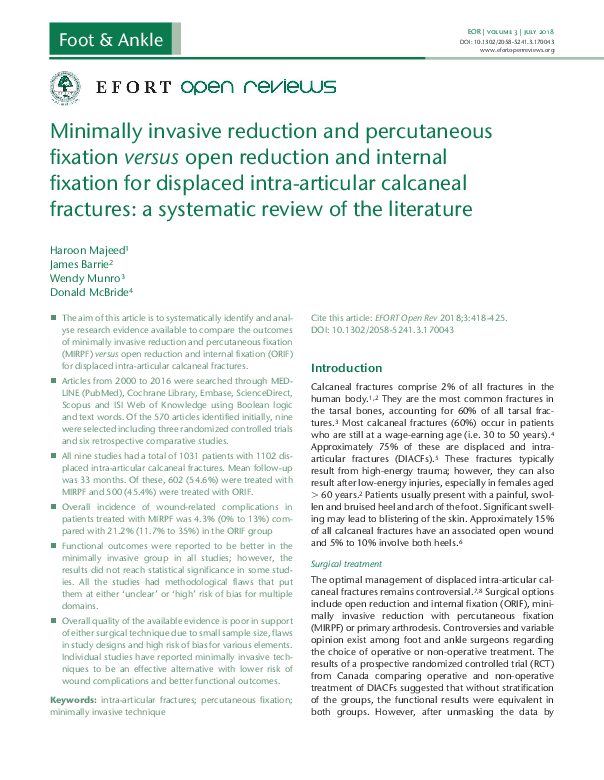 Pdf Minimally Invasive Reduction And Percutaneous Fixation Versus Open Reduction And Internal