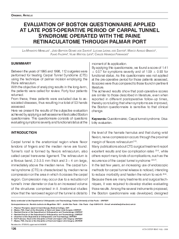 (PDF) EvALUATION OF BOSTON QUESTIONNAIRE APPLIED AT LATE POST-OPERATIvE ...