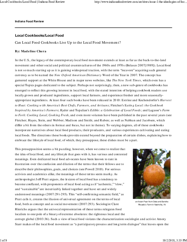 (PDF) Can Local Food Cookbooks Live Up to the Local Food Movement?