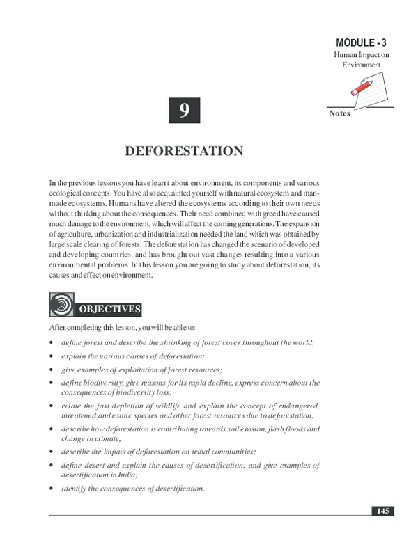 (PDF) MODULE -3 Human Impact on Environment 9 DEFORESTATION