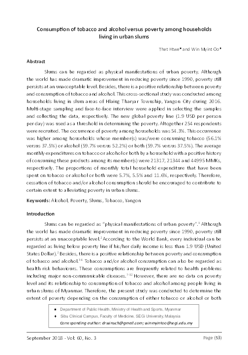 (PDF) Consumpti on of tobacco and alcohol versus poverty among ...