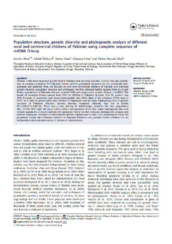 (PDF) Population structure, genetic diversity and phylogenetic analysis of different rural and ...