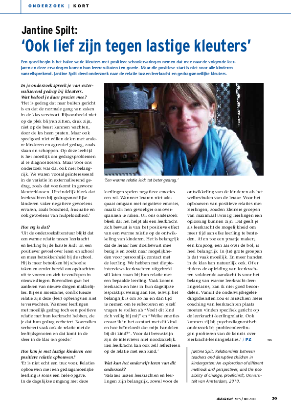 (PDF) 'Ook lief zijn tegen lastige kleuters'