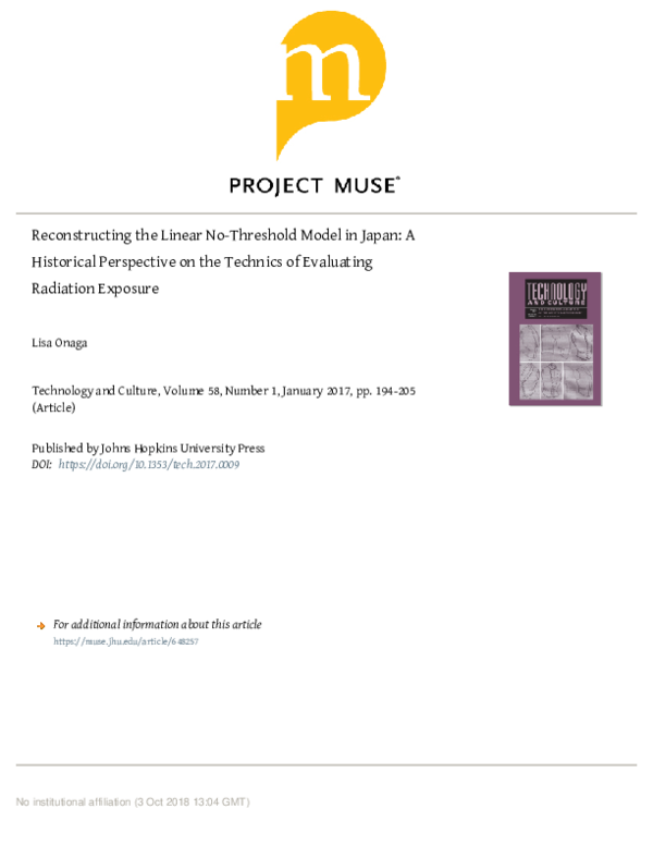 (PDF) Reconstructing the Linear No-Threshold Model in Japan: A ...