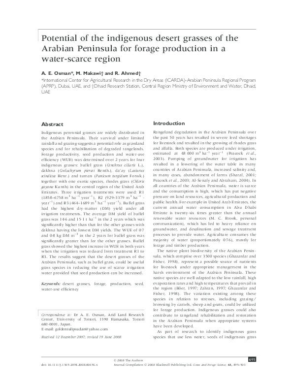 (PDF) Potential of the indigenous desert grasses of the Arabian ...