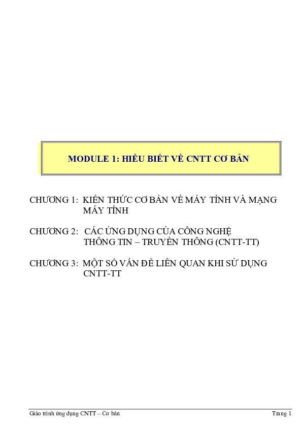 (PDF) MODULE 1: HIỂU BIẾT VỀ CNTT CƠ BẢN