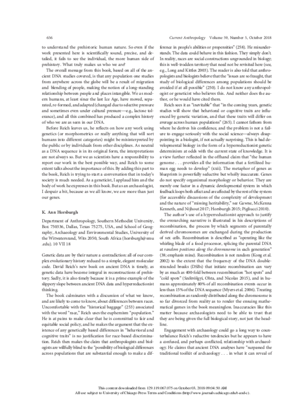 (PDF) Review: David Reich’s Who We Are and How We Got Here: Ancient DNA ...