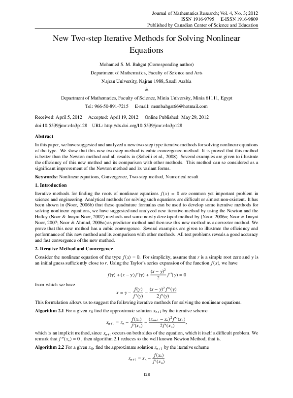 Pdf Cubic Convergence In New Iterative Methods