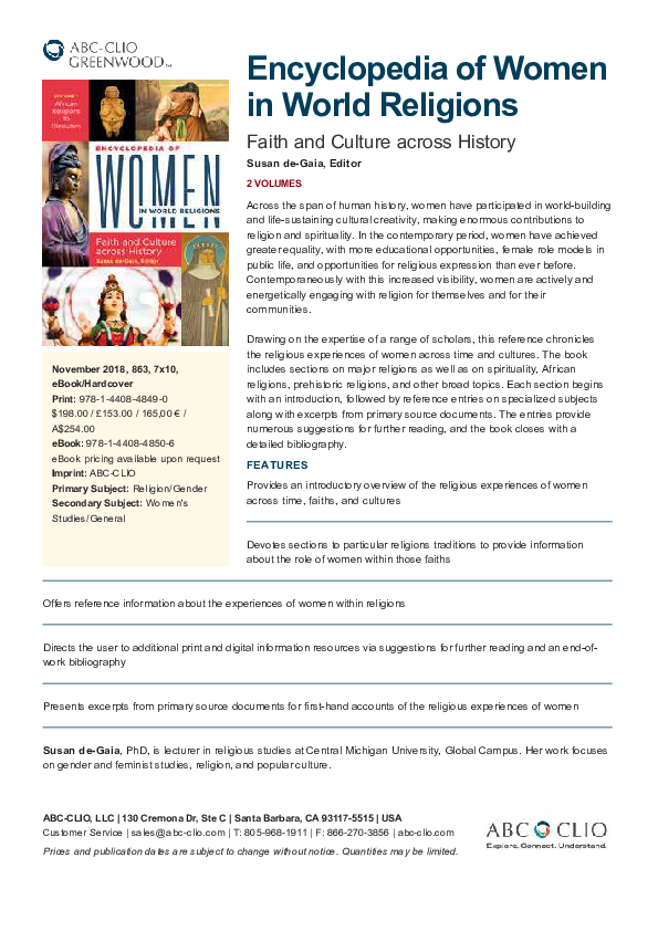 (PDF) Encyclopedia of Women in World Religions: Faith and Culture ...