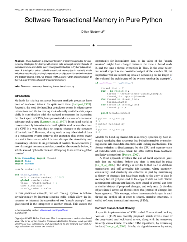 (PDF) Software Transactional Memory in Pure Python