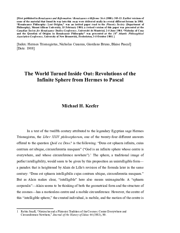 The World Turned Inside Out: Revolutions of the Infinite Sphere from ...