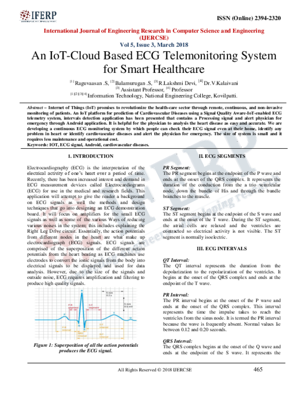 (PDF) An IoT-Cloud Based ECG Telemonitoring System for Smart Healthcare