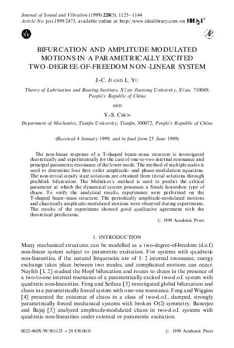 (PDF) Bifurcation and Amplitude Modulated Motions in a Parametrically Excited Two-Degree-Of ...