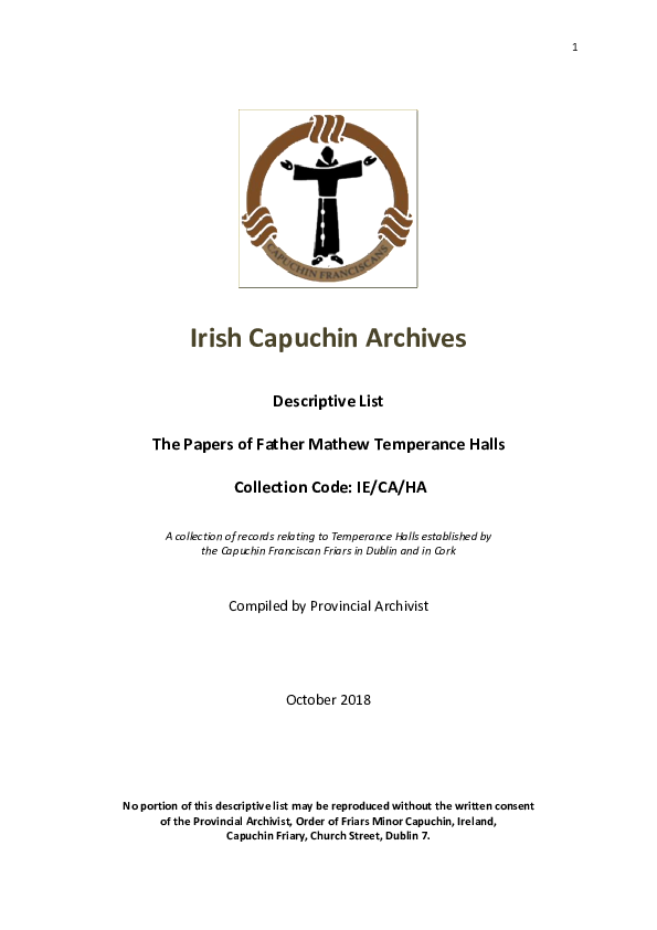 (PDF) Papers of Father Mathew Temperance Halls