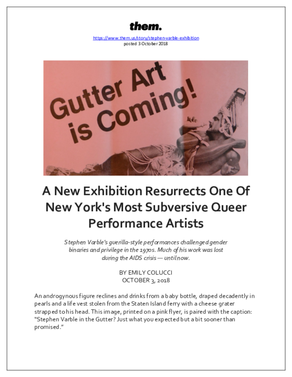 (PDF) David Getsy interviewed by THEM magazine on the Stephen Varble ...