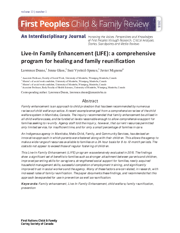 (PDF) Live-In Family Enhancement (LIFE): a comprehensive program for ...