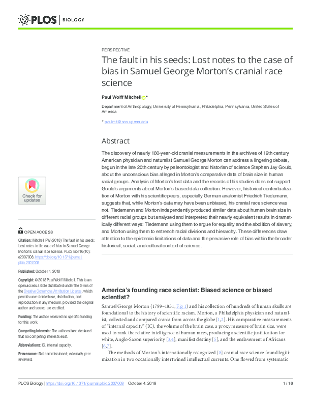 (PDF) The fault in his seeds: Lost notes to the case of bias in Samuel ...