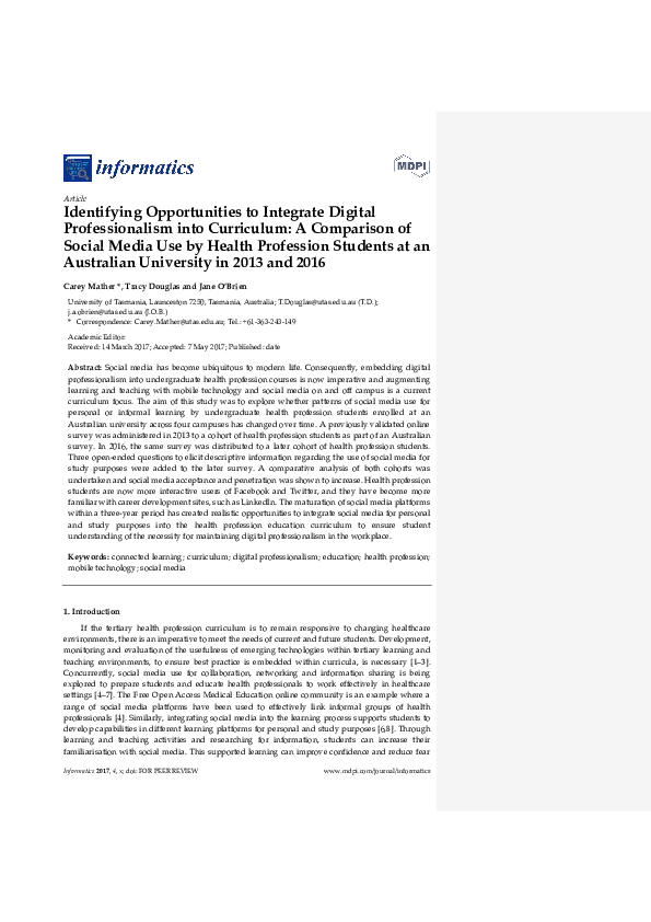 (PDF) Identifying Opportunities to Integrate Digital Professionalism ...