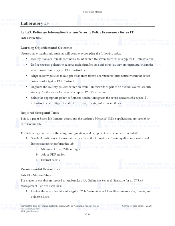 (PDF) Student Lab Manual Laboratory #3 Lab #3: Define an Information Systems Security Policy ...