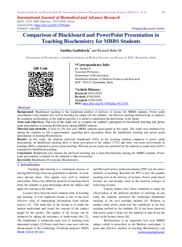 (PDF) Comparison of Blackboard and PowerPoint Presentation in Teaching ...