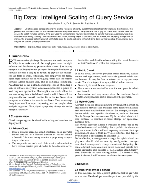 (PDF) Big Data: Intelligent Scaling of Query Service