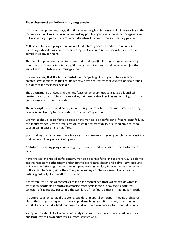 (DOC) The nightmare of perfectionism in young people | Meletis ...