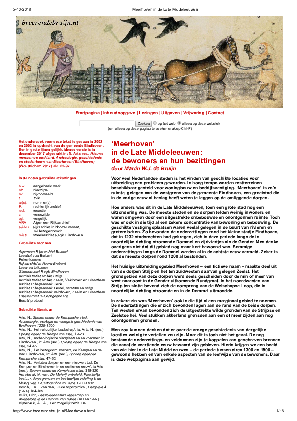 (PDF) 'Meerhoven' in de Late Middeleeuwen | Martin W.J. de Bruijn ...