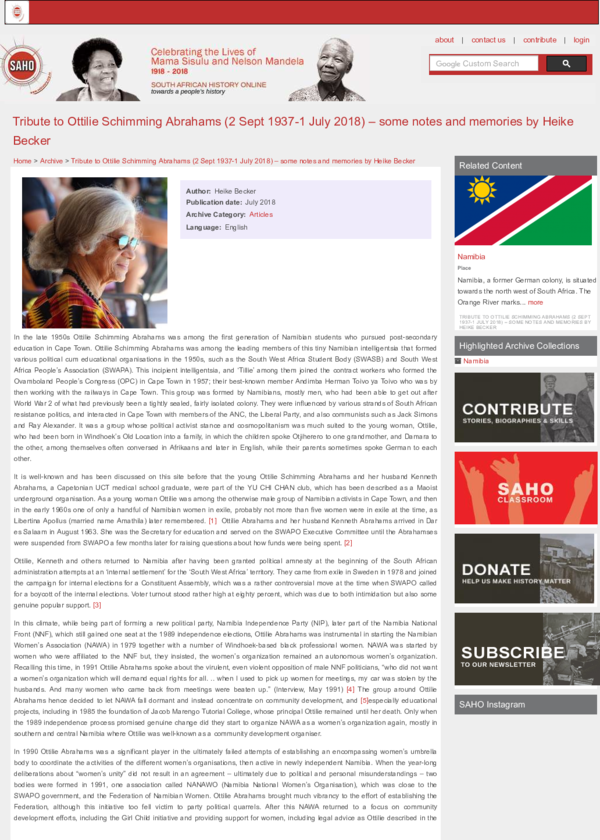 (PDF) Ottilie Schimming Abrahams - a tribute