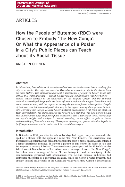 (PDF) How the People of Butembo (RDC) were Chosen to Embody 'the New ...