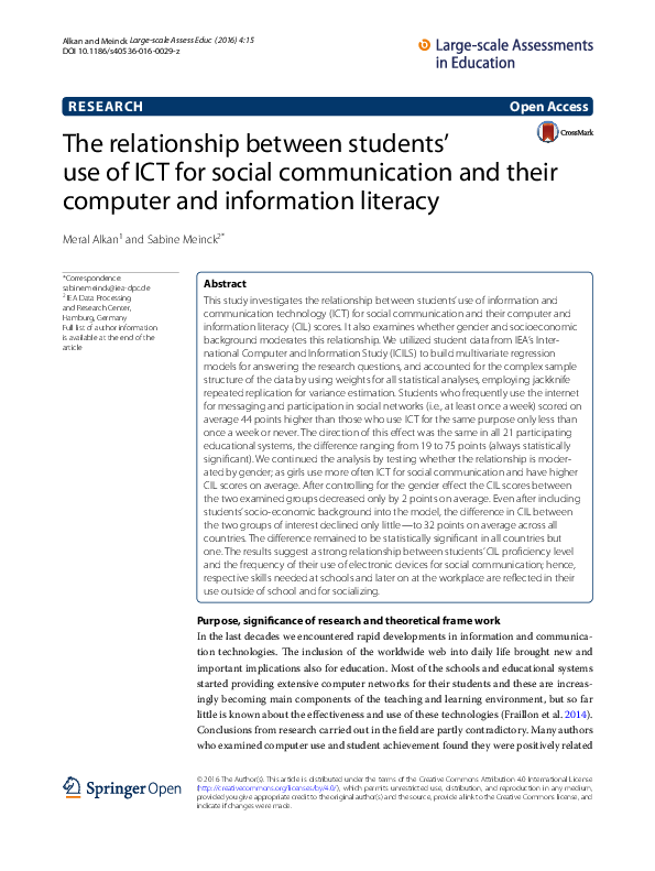 (PDF) The relationship between students' use of ICT for social ...