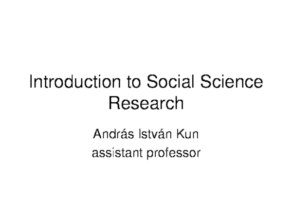 (PPT) Introduction to Social Science Research