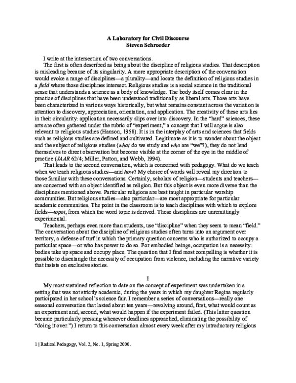 (PDF) A Laboratory for Civil Discourse