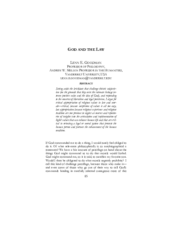 (PDF) GOD AND THE LAW