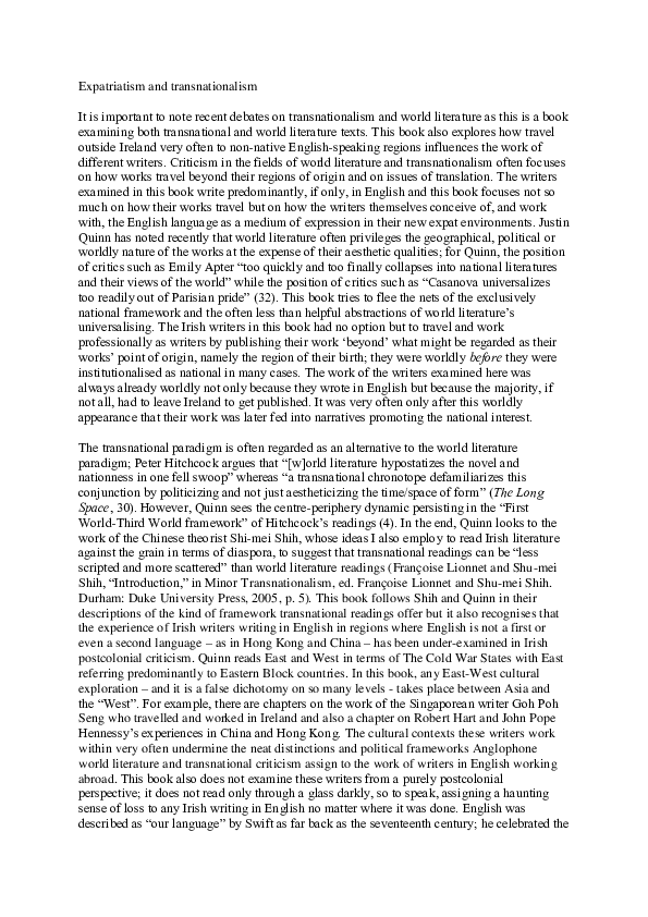 (DOC) Irish expatriatism, language and literature: the problem of English